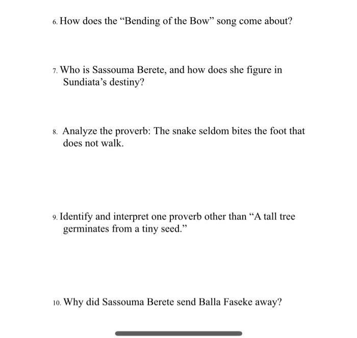 Solved 6. How does the “Bending of the Bow" song come about? | Chegg.com
