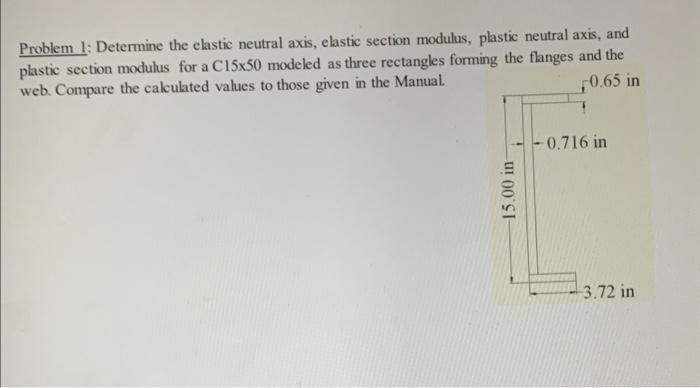 Solved Problem 1: Determine the elastic neutral axis, | Chegg.com