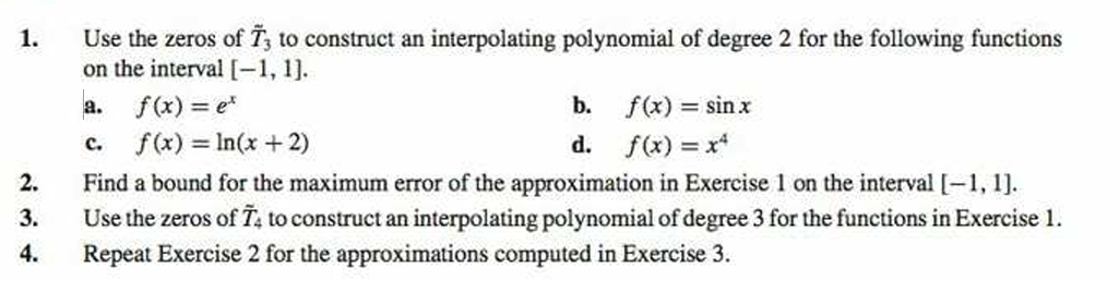 Solved b. ,f(x)=sinxUse the zeros of ﻿tilde(T)4 to | Chegg.com