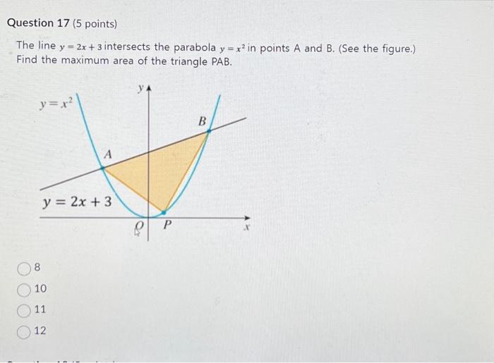 Solved The line y=2x+3 intersects the parabola y=x2 in | Chegg.com