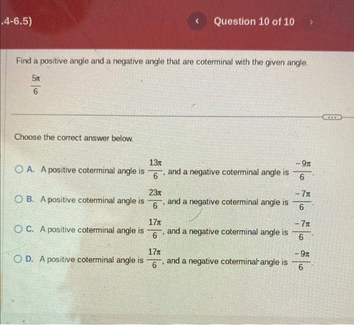 Solved Find a positive angle and a negative angle that are | Chegg.com