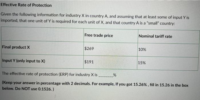 Solved Effective Rate of Protection Given the following | Chegg.com