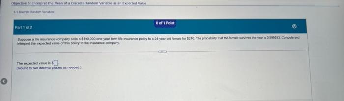 Solved Objective Interpret the Mean of Discrete Random | Chegg.com