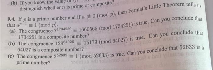 Solved 9.4. If p is a prime number and if a =0(modp), then | Chegg.com
