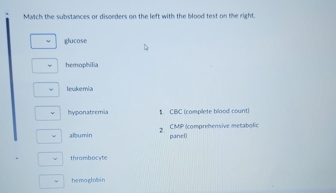 Solved Match the substances or disorders on the left with | Chegg.com