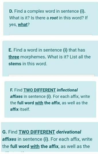 Consider sentence (i) and answer questions (A-G) | Chegg.com
