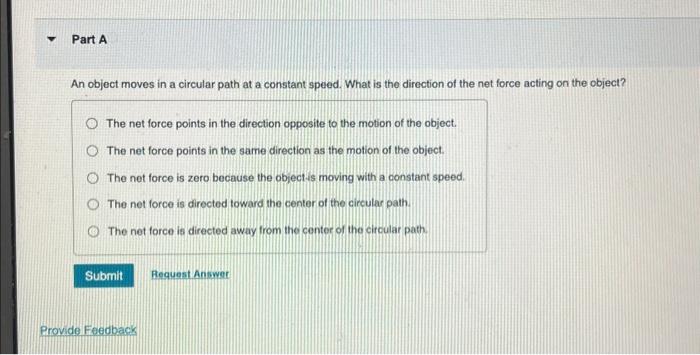 Solved An object moves in a circular path at a constant | Chegg.com