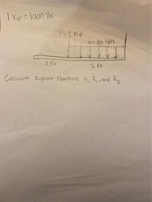 Solved I kip = 1000 lbs P=1 kip W = 100 16/ft 2 Ft s ft | Chegg.com