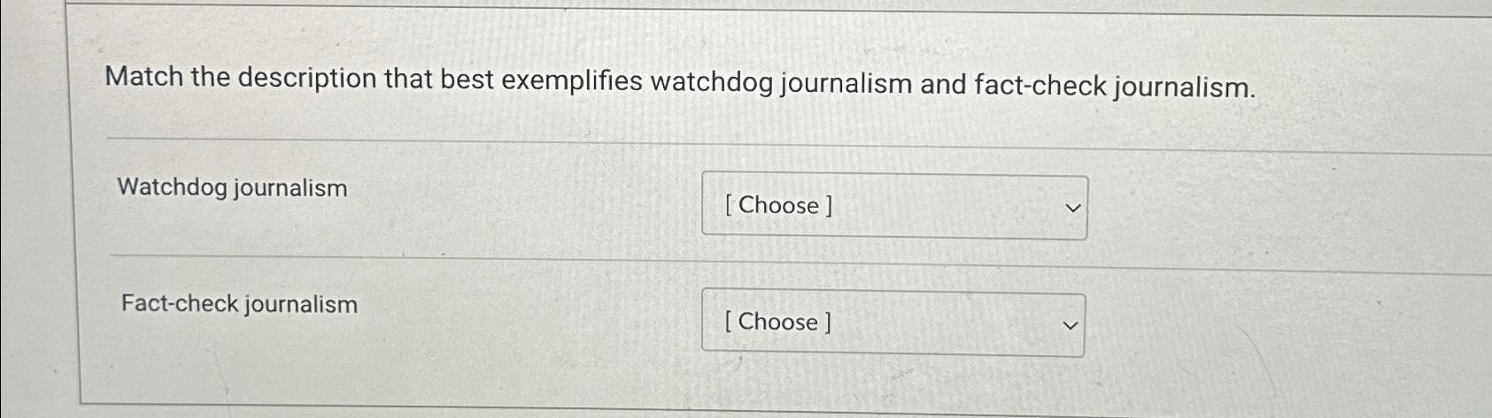 Solved Match the description that best exemplifies watchdog | Chegg.com