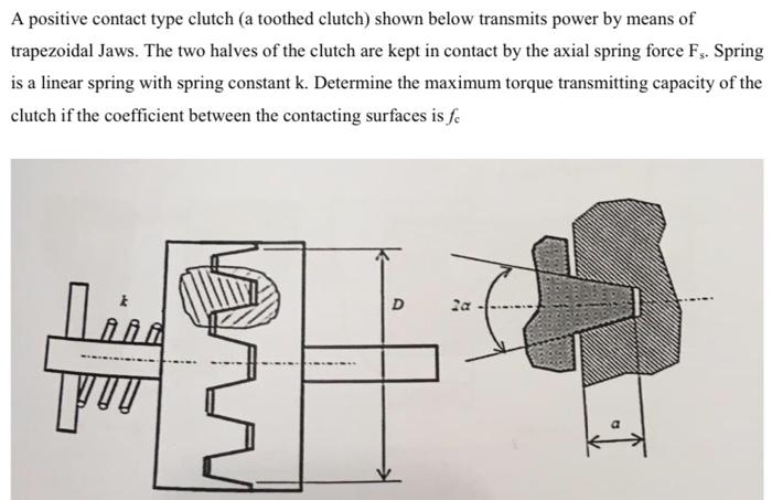 Solved A positive contact type clutch (a toothed clutch) | Chegg.com