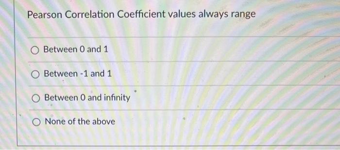 Solved Pearson Correlation Coefficient values always range | Chegg.com