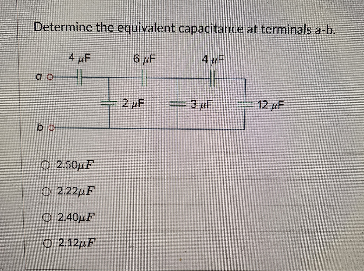 Solved Determine the equivalent capacitance at terminals | Chegg.com