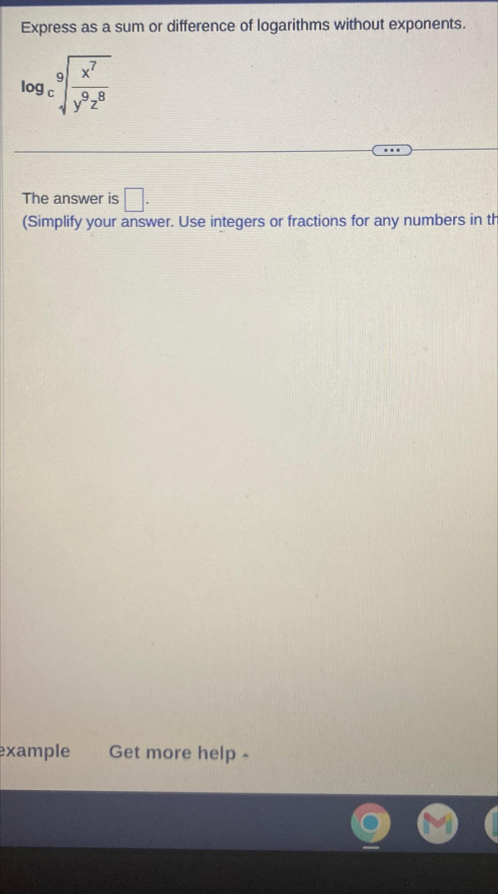 Solved Express as a sum or difference of logarithms without | Chegg.com