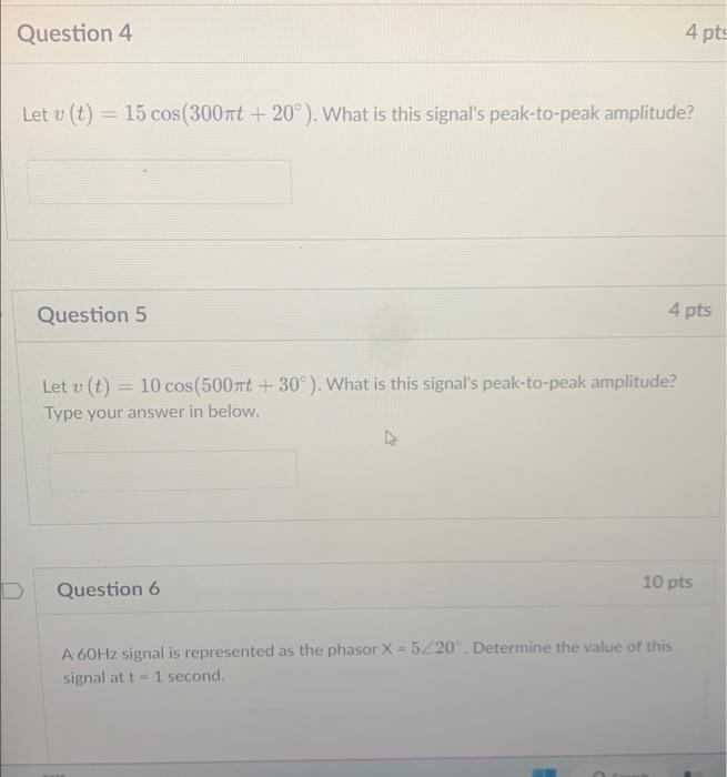 Solved Let v(t)=15cos(300πt+20∘). What is this signal's | Chegg.com