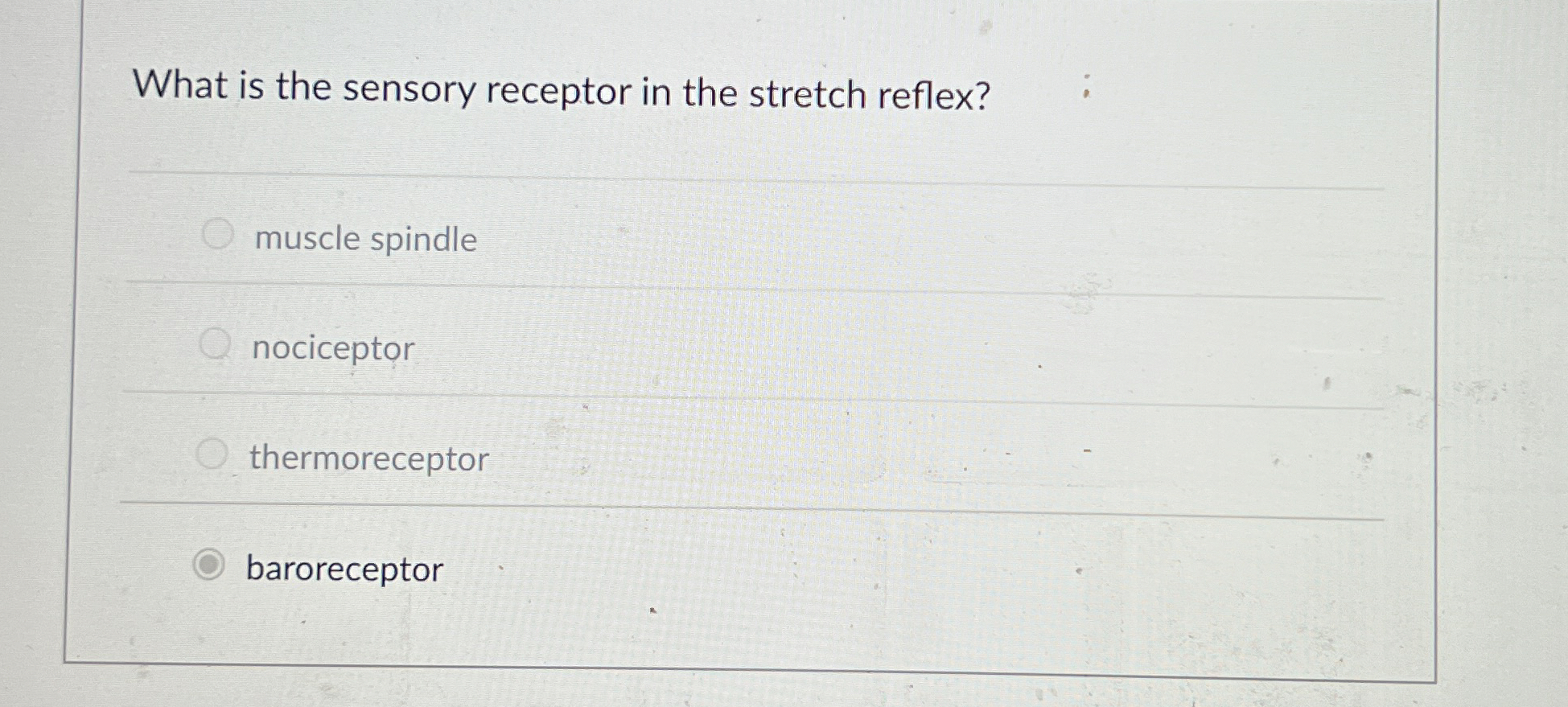 Solved What is the sensory receptor in the stretch | Chegg.com