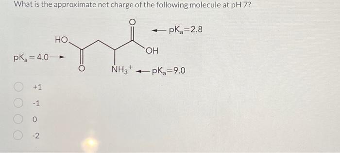 Solved What is the approximate net charge of the following | Chegg.com