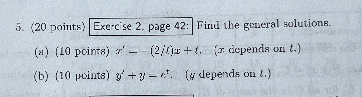 Solved (20 points) Exercise 2, page 42 : Find the | Chegg.com Solved (20 points) Exercise 2, page 42 : Find the | Chegg.com