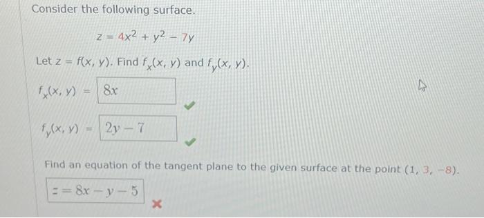 Solved Consider the following surface. z=4x2+y2−7y Let | Chegg.com