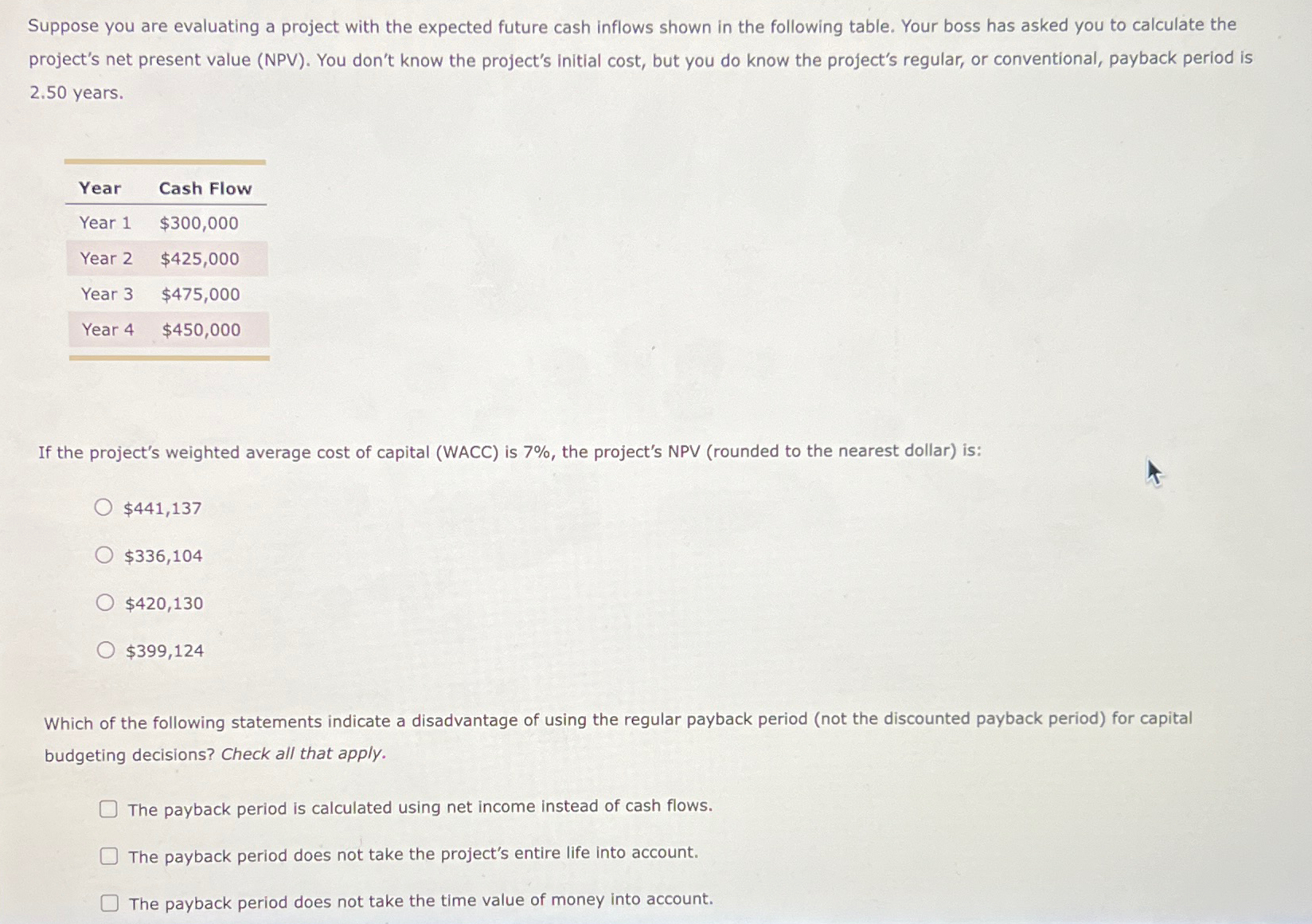 Solved Suppose you are evaluating a project with the | Chegg.com