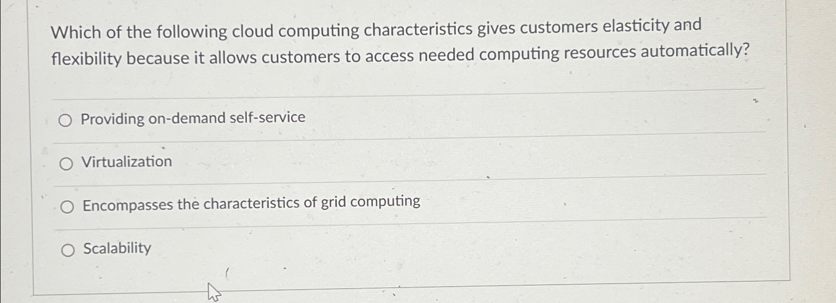 Solved Which of the following cloud computing | Chegg.com