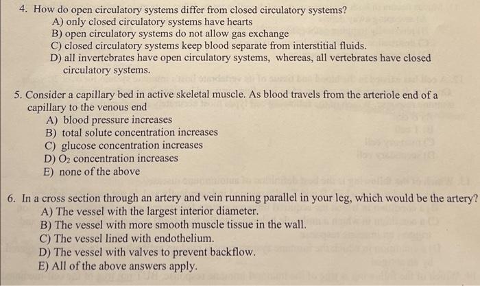 Solved 4. How do open circulatory systems differ from closed | Chegg.com