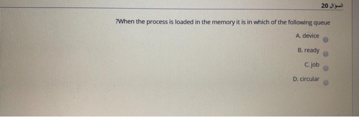 Solved 20 Ji When the process is loaded in the memory it is | Chegg.com