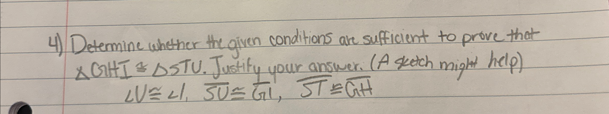 Solved Determine whether the given conditions are sufficient | Chegg.com