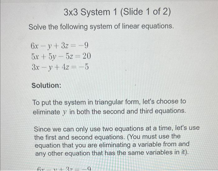 Solved Solve the following system of linear equations. | Chegg.com ...