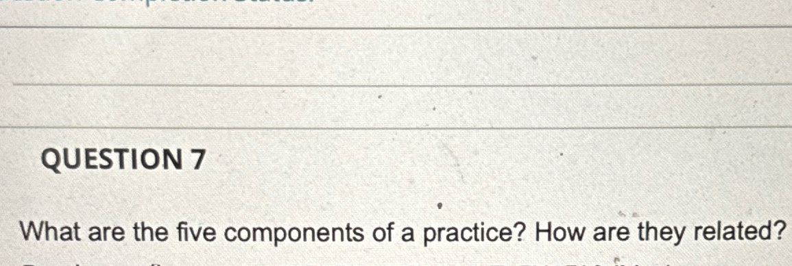 Solved QUESTION 7What are the five components of a practice? | Chegg.com