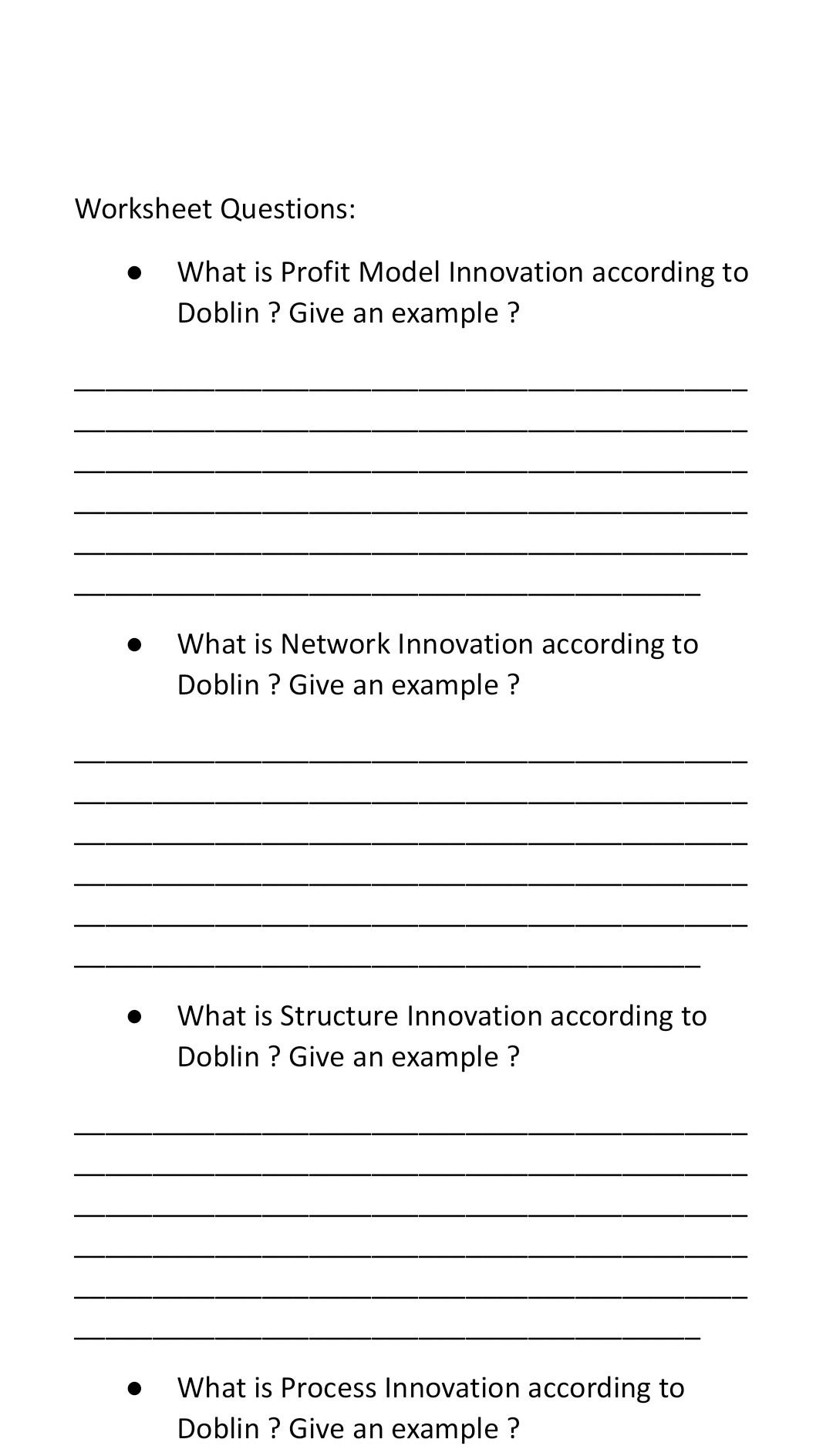 Solved Worksheet Questions: What is Profit Model Innovation | Chegg.com