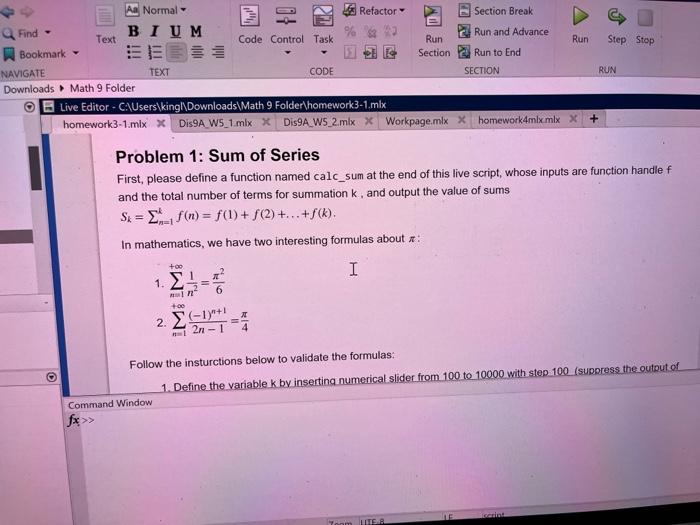 Solved Problem 1 Sum Of Series First Please Define A 6931