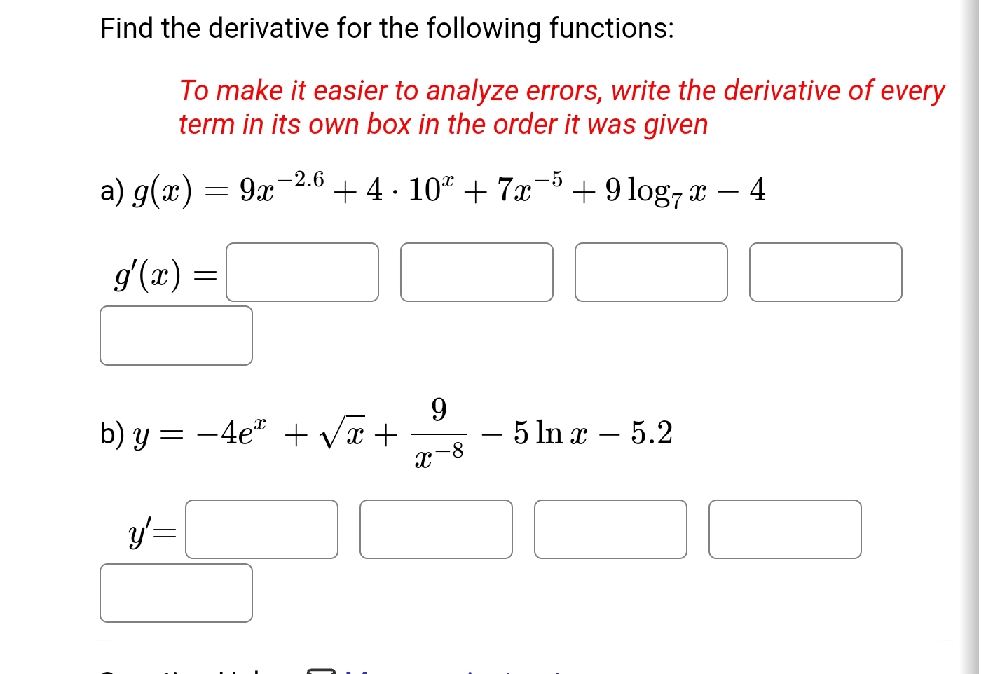 Solved Find the derivative for the following functions:To | Chegg.com