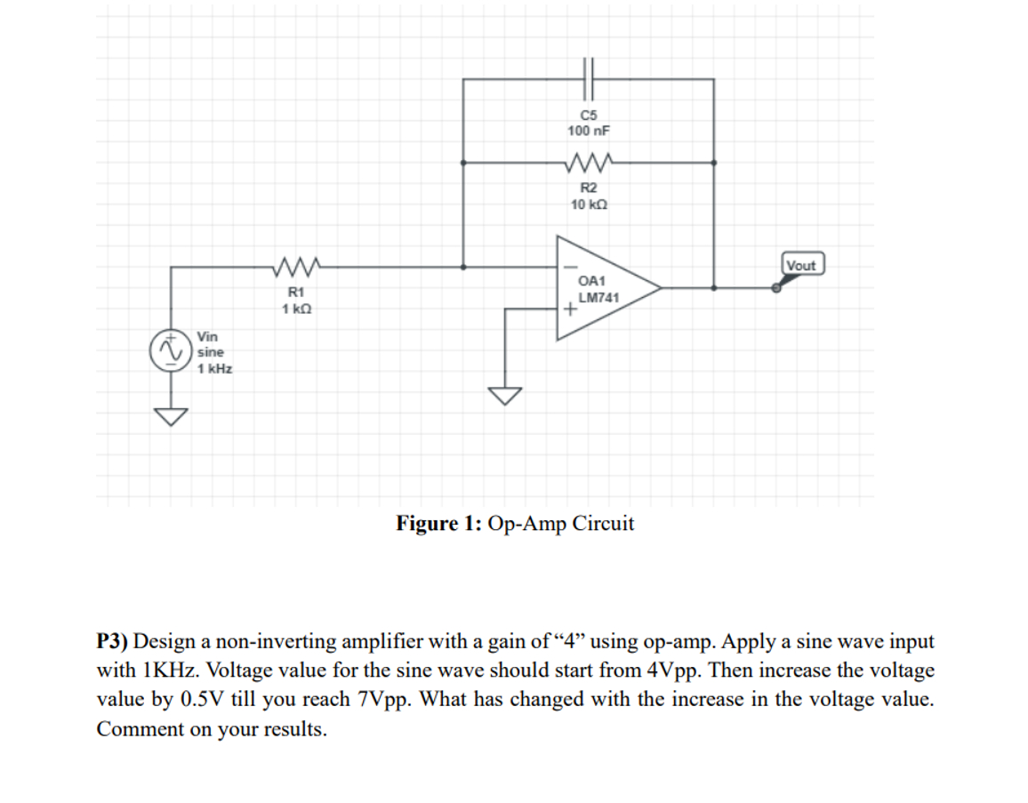 Design a non-inverting amplifier with a gain of “4” | Chegg.com