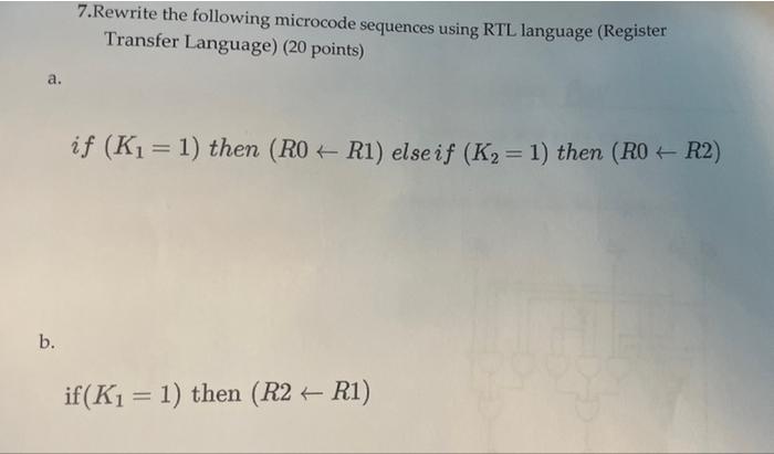 7.Rewrite the following microcode sequences using RTL | Chegg.com