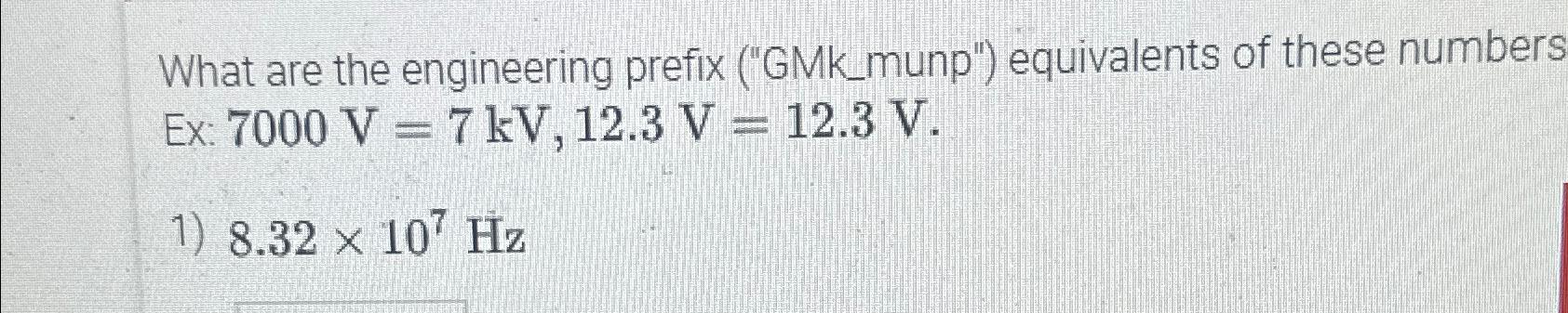 Solved What are the engineering prefix ("GMK_munp") | Chegg.com
