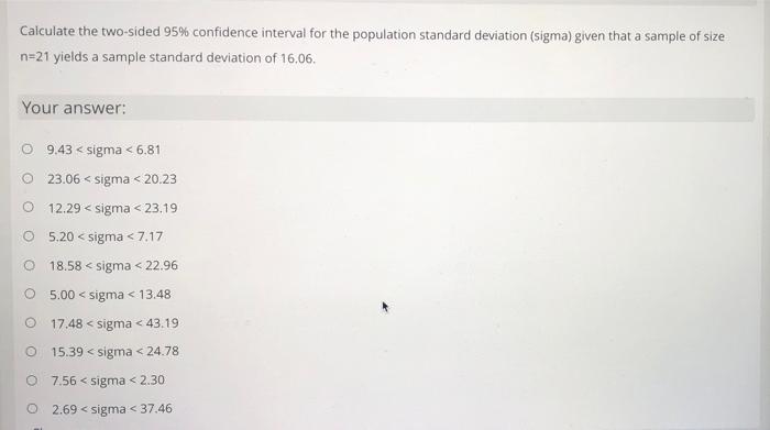 Solved Calculate the two-sided 95% confidence interval for | Chegg.com