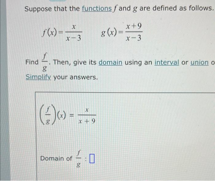 Solved Suppose that the functions f and g are defined as | Chegg.com