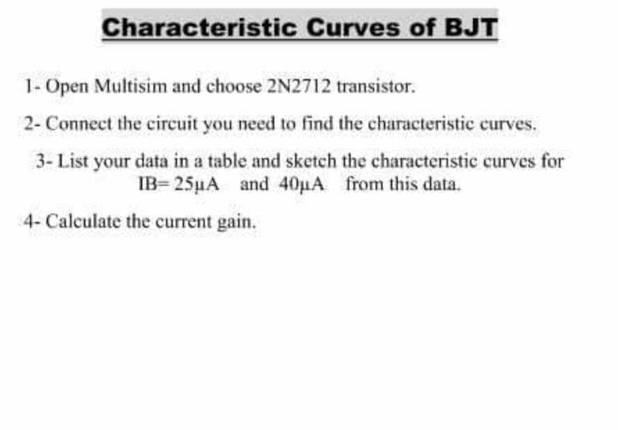 Solved Characteristic Curves of BJT 1- Open Multisim and | Chegg.com