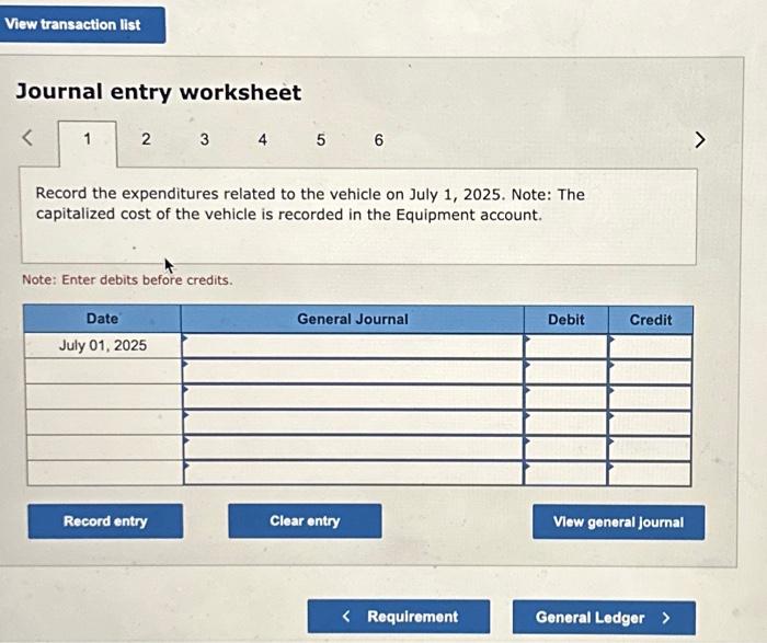 Solved Journal entry worksheet 1 6 Record the depreciation | Chegg.com