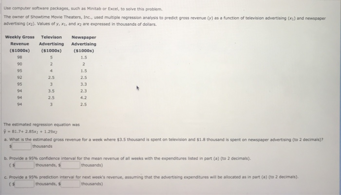Solved Use computer software packages, such as Minitab or | Chegg.com