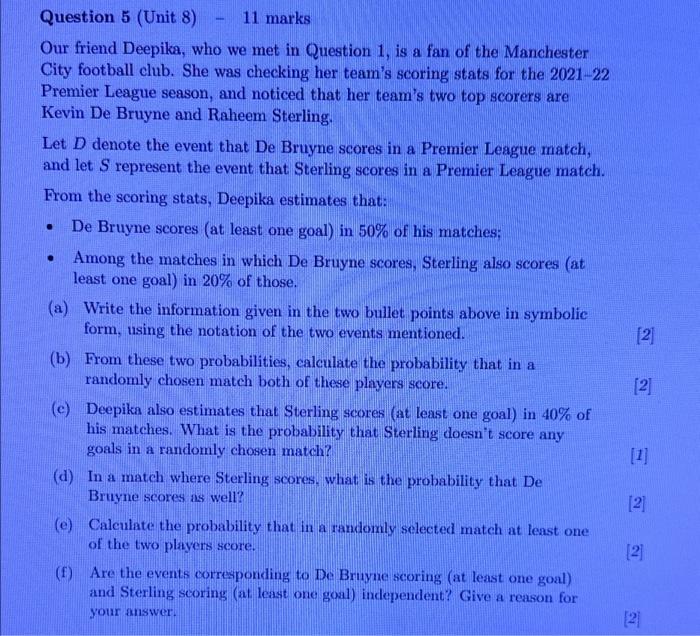 Solved Question 5 (Unit 8) 11 marks Our friend Deepika, who | Chegg.com Solved Question 5 (Unit 8) 11 marks Our friend Deepika, who | Chegg.com