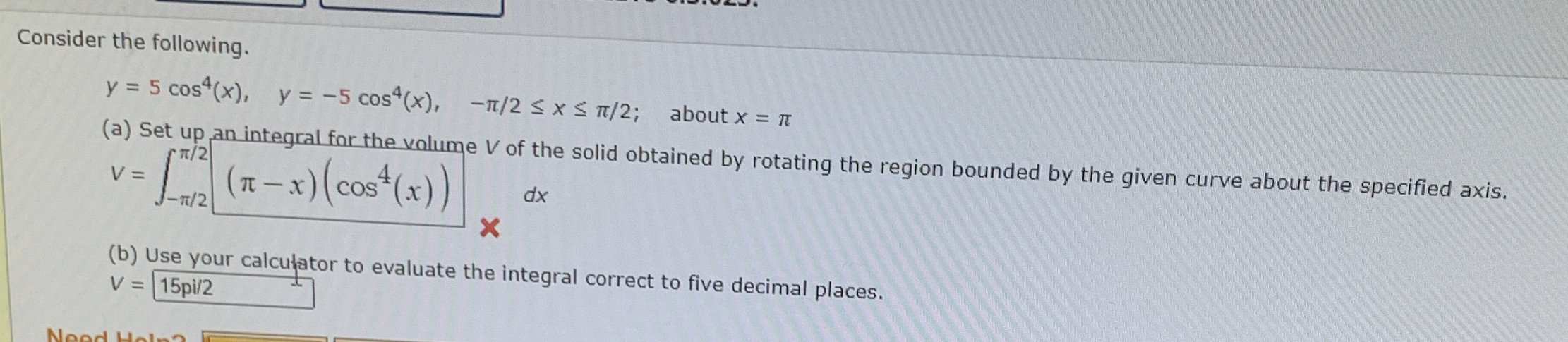 Solved Consider the following.(a) ﻿Set up, ﻿an integral for | Chegg.com