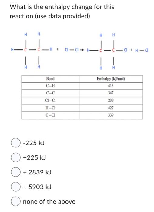 Solved What is the enthalpy change for this reaction (use | Chegg.com