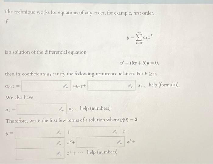 Solved The technique works for equations of any order, for | Chegg.com