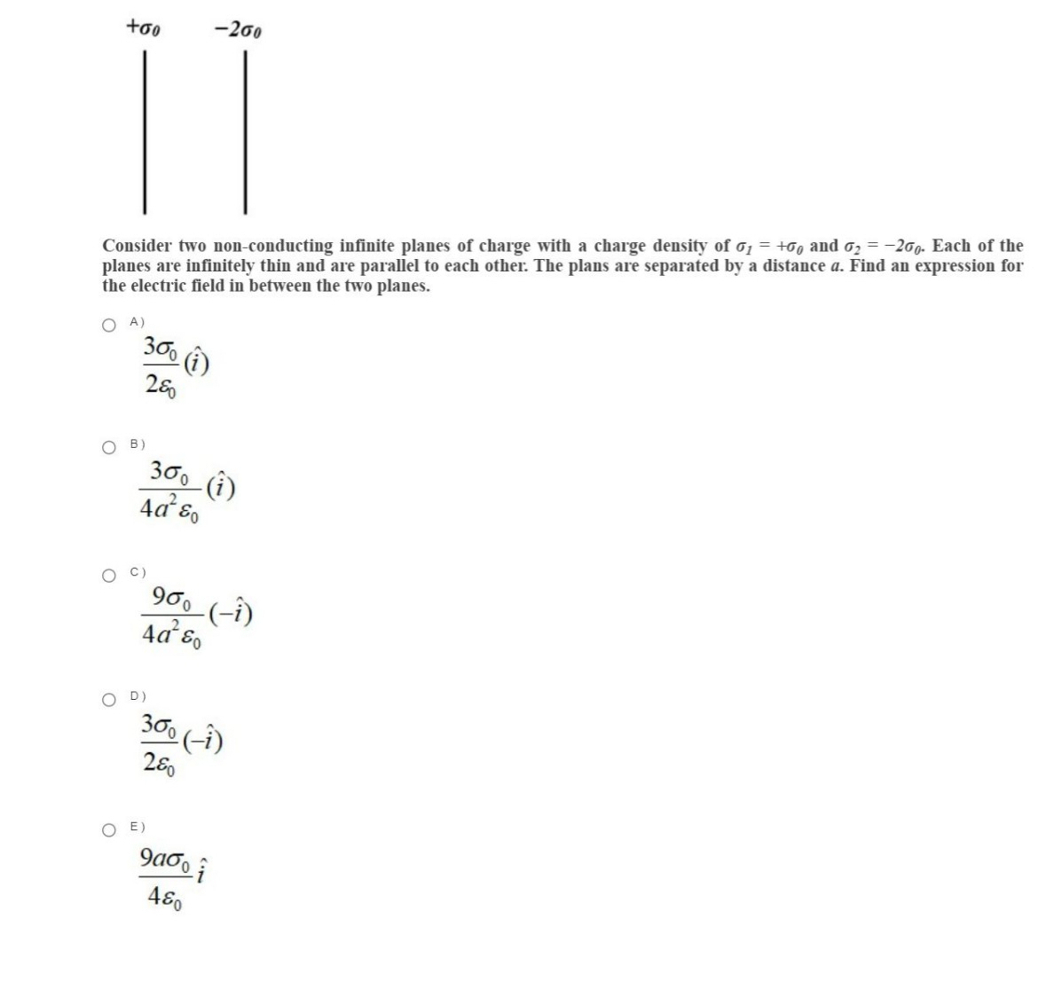Consider two non-conducting infinite planes of charge | Chegg.com
