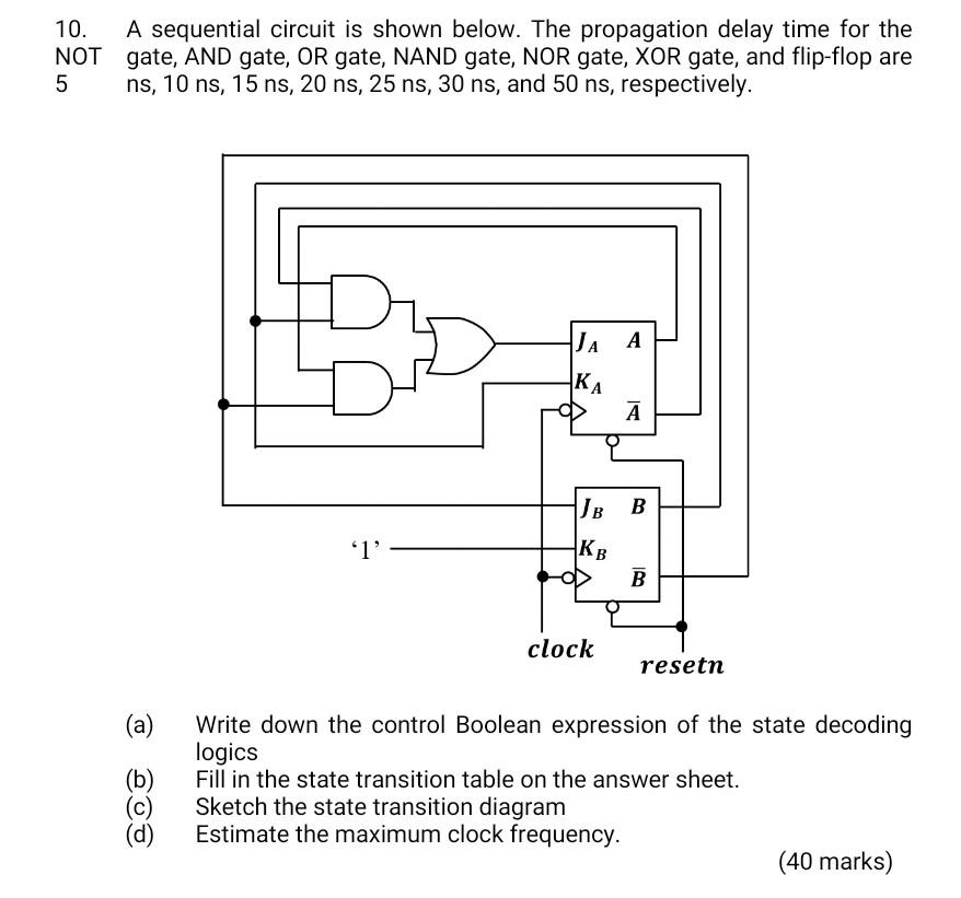 Solved 10. A sequential circuit is shown below. The | Chegg.com