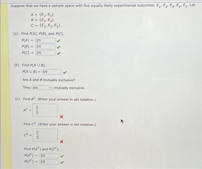 Solved Suppose that we have a sample space with five equally | Chegg.com