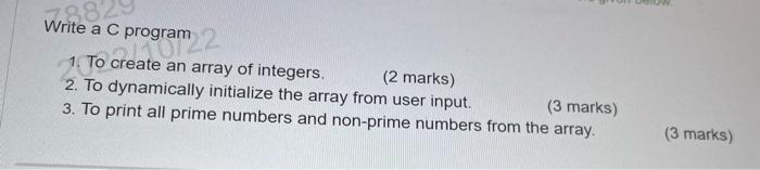 Solved Write a C program 1. To create an array of integers. | Chegg.com