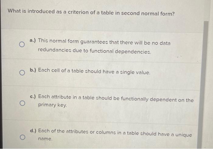 Solved What is introduced as a criterion of a table in | Chegg.com