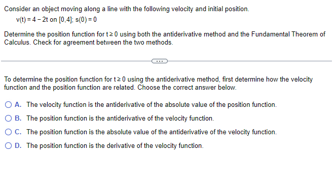 Solved To determine the position function for t≥0 ﻿using the | Chegg.com